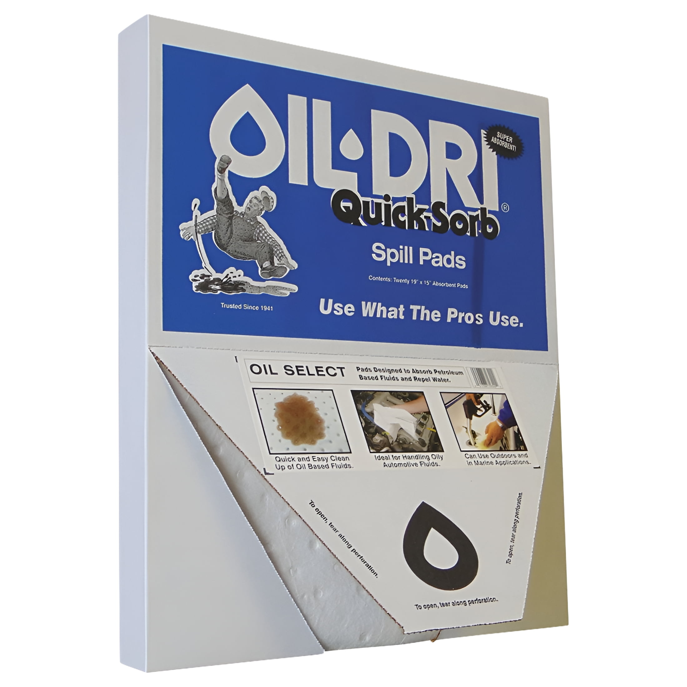 Oil-Dri Sorbent Pad, 2 gal, 15 in x 19 in, Oil, White, 20 PK L70320 ...