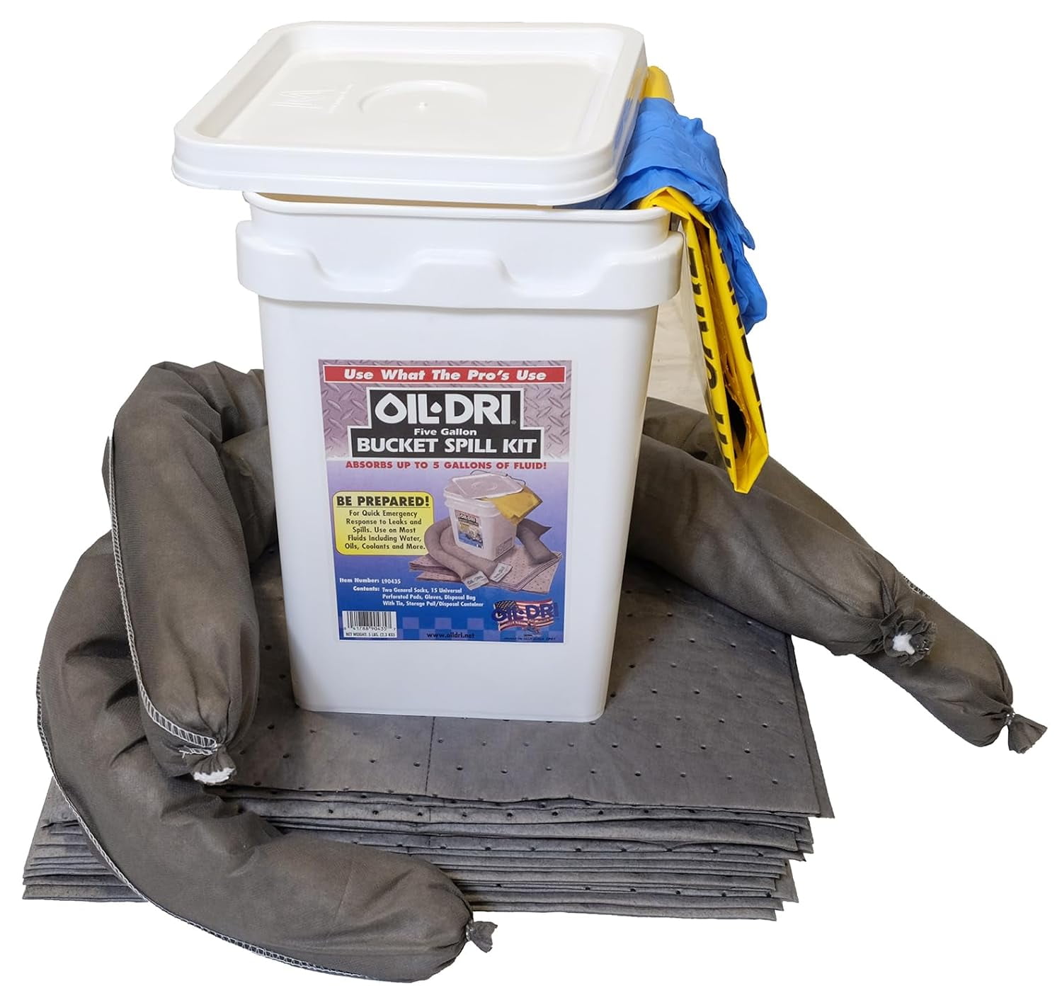 Oil-Dri L90435 Compact Universal 5-Gallon Bucket Spill Kit, 5-Gallon ...