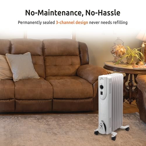 Oil-Filled Radiant Radiator Space Heater, Never Refill, Adjustable ...