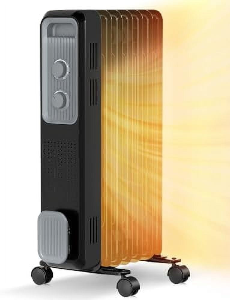 Oil Filled Radiator Heater,1200W Electric Space Heaters with 3 Heat ...