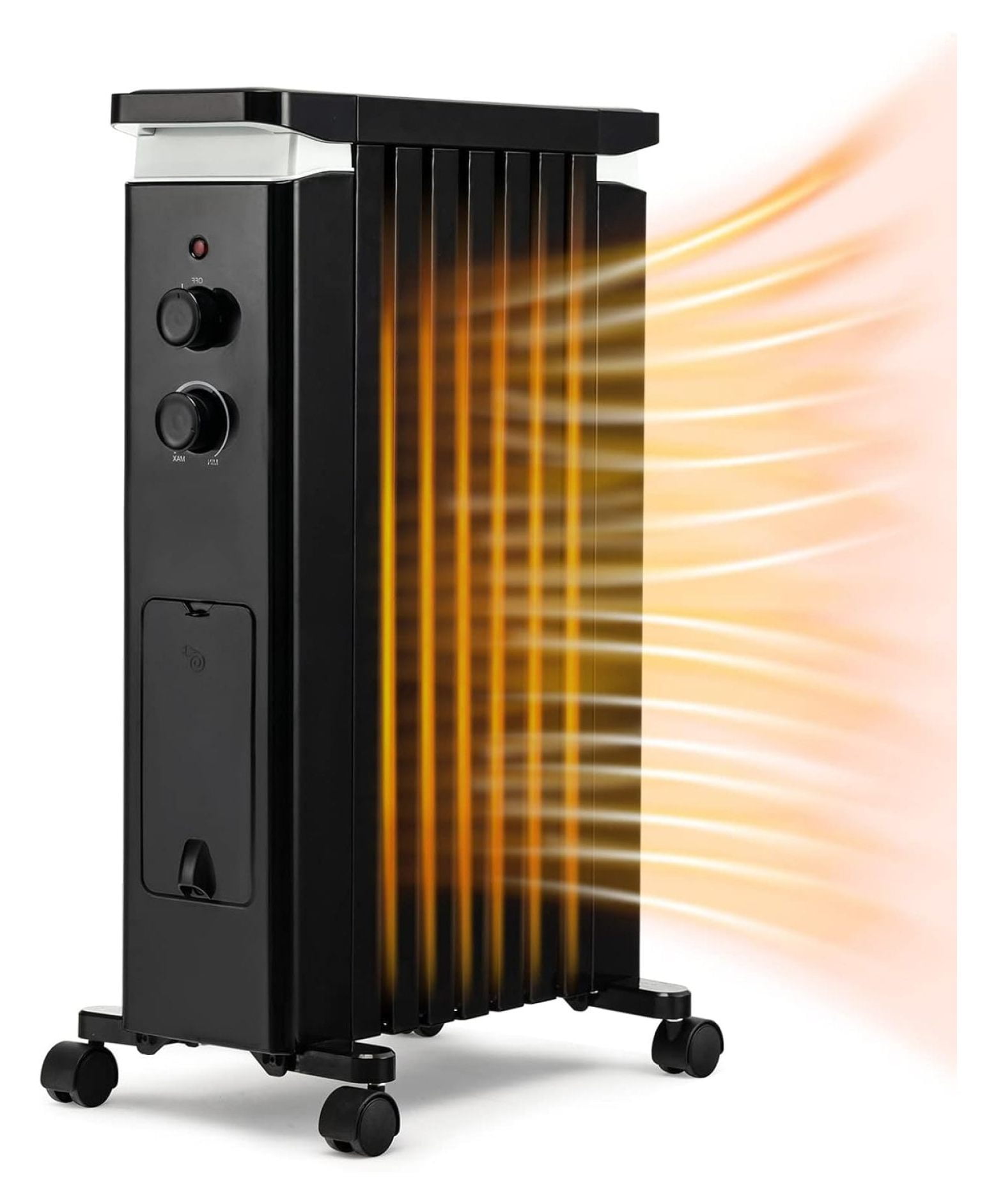 Oil-Filled Radiator Heater, 1500W Electric Space Heater with 3 Heat ...