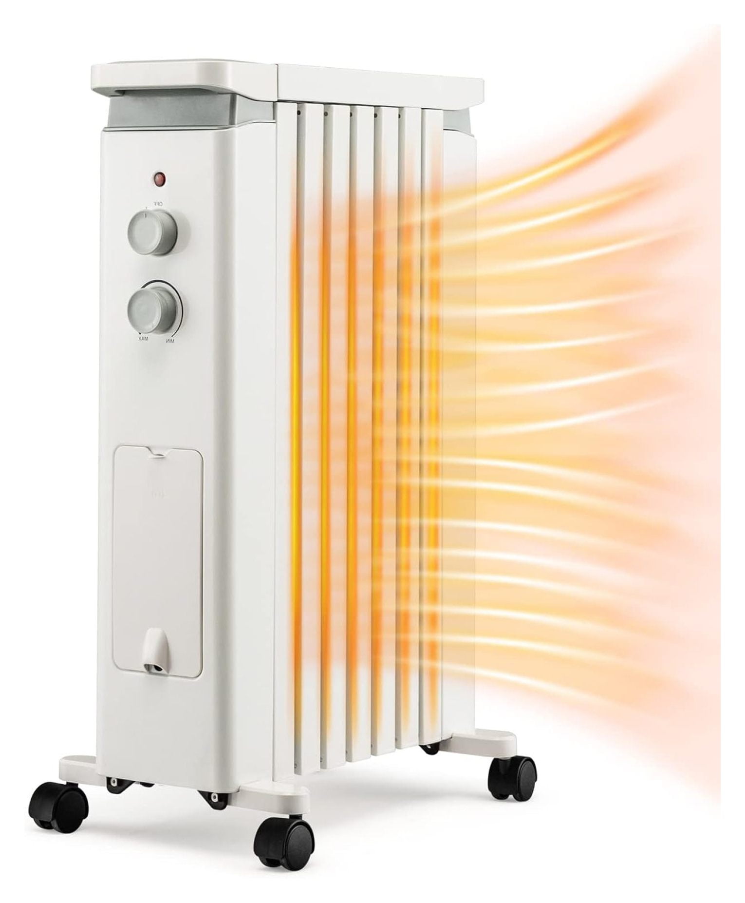 Oil-Filled Radiator Heater, 1500W Electric Space Heater with 3 Heat ...