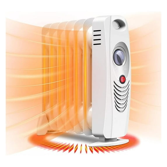 Oil Filled Radiator Heater, 700W Portable Space Heater with Thermostat ...