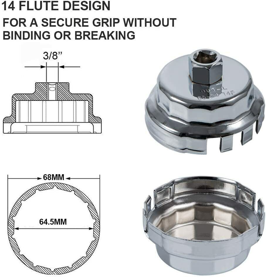 Oil Filter Housing Tool Remover Cap Wrench 14 Flutes 64.5mm For Toyota ...