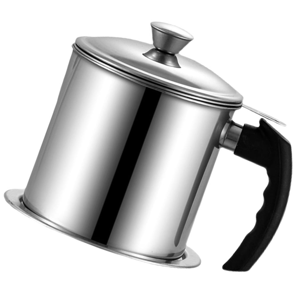 Oil Filter Pot Grease with Strainer and Lid Can for Kitchen Stainless ...