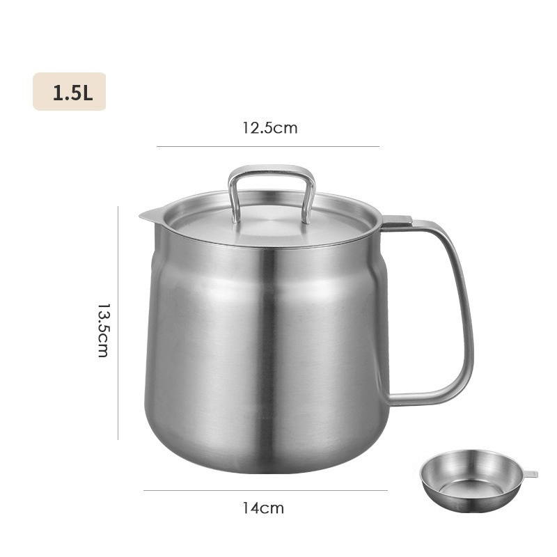 Oil Filter Pot Stainless Steel Oil Strainer Pot with Fine Mesh Strainer ...