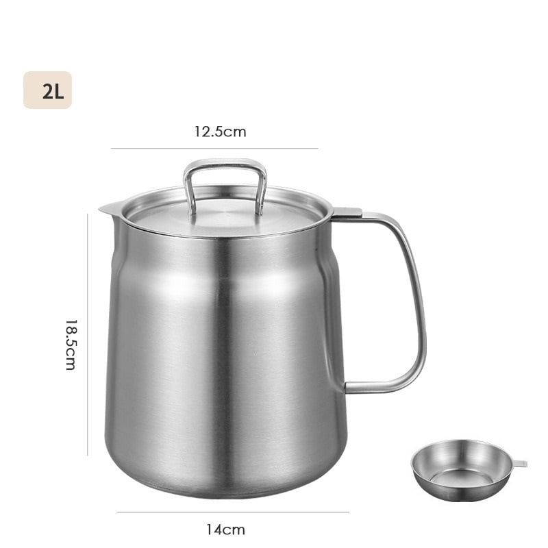 Oil Filter Pot Stainless Steel Oil Strainer Pot with Fine Mesh Strainer ...