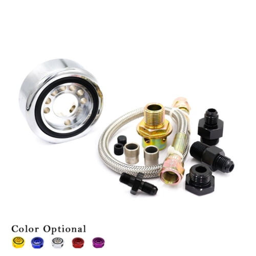 Oil Filter Sandwich Adapter Plate + Oil Hose Feed Line + Fitting for ...
