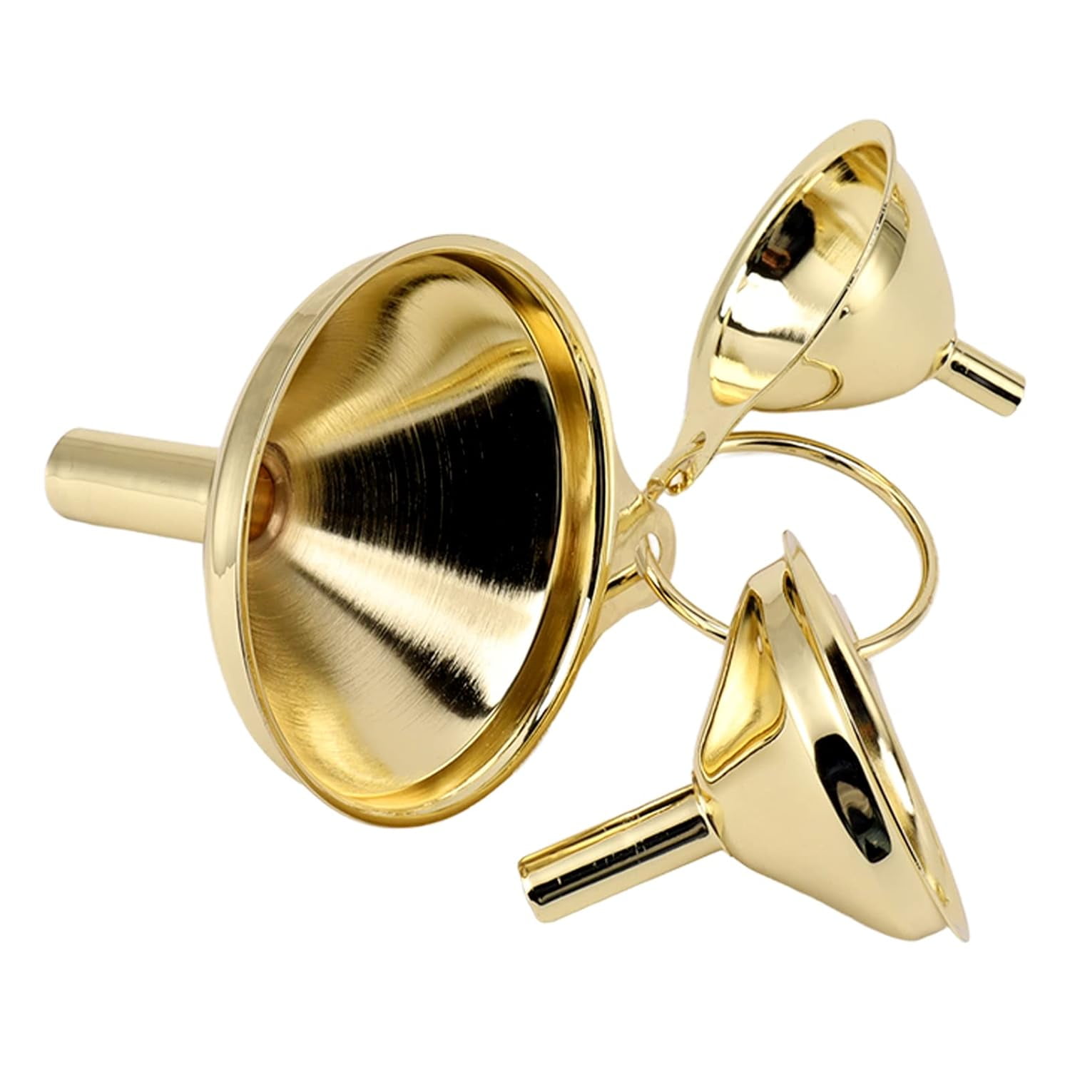 Oil Funnel, 3 Pieces Gold Stainless Steel Funnel Side Handle Set Narrow ...