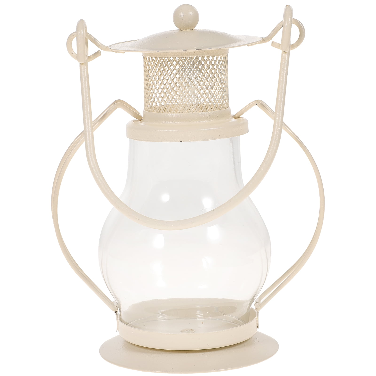 White Glass Oil Lamp with Iron Base for Decorative Home Use and Retro ...