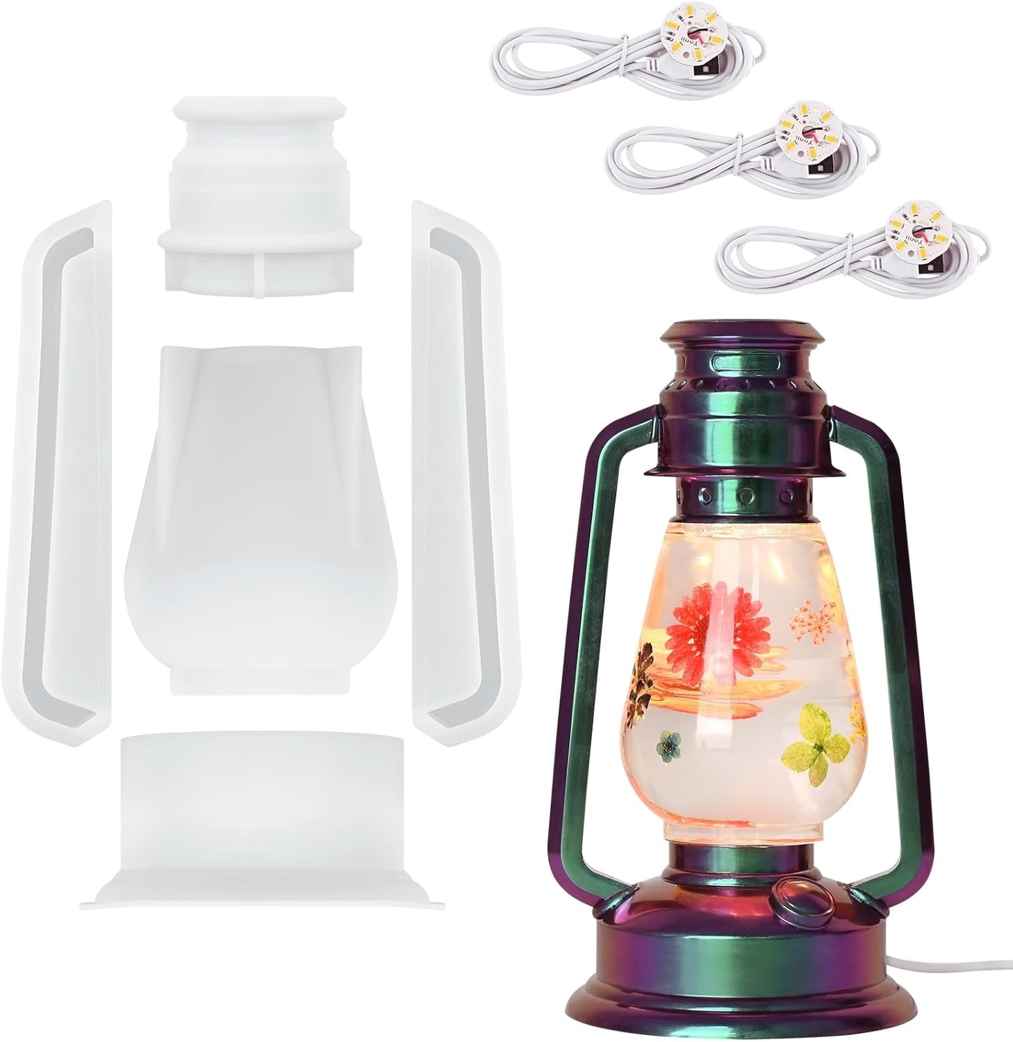Oil Lamp Resin Molds Set, Hurricane Lamp Silicone Mold for Resin ...