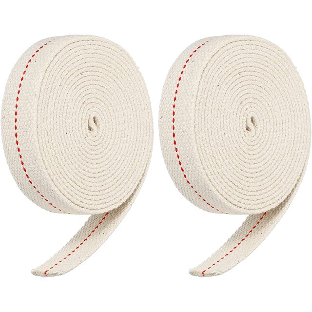 1 Inch Cotton Oil Lamp Wick for Kerosene Burner, 2 Roll, 10 Foot Flat ...