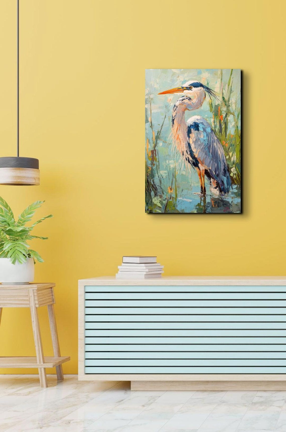 Oil Paint Blue Herron Print, Herron Art, Watercolor Nature Art, Extra ...