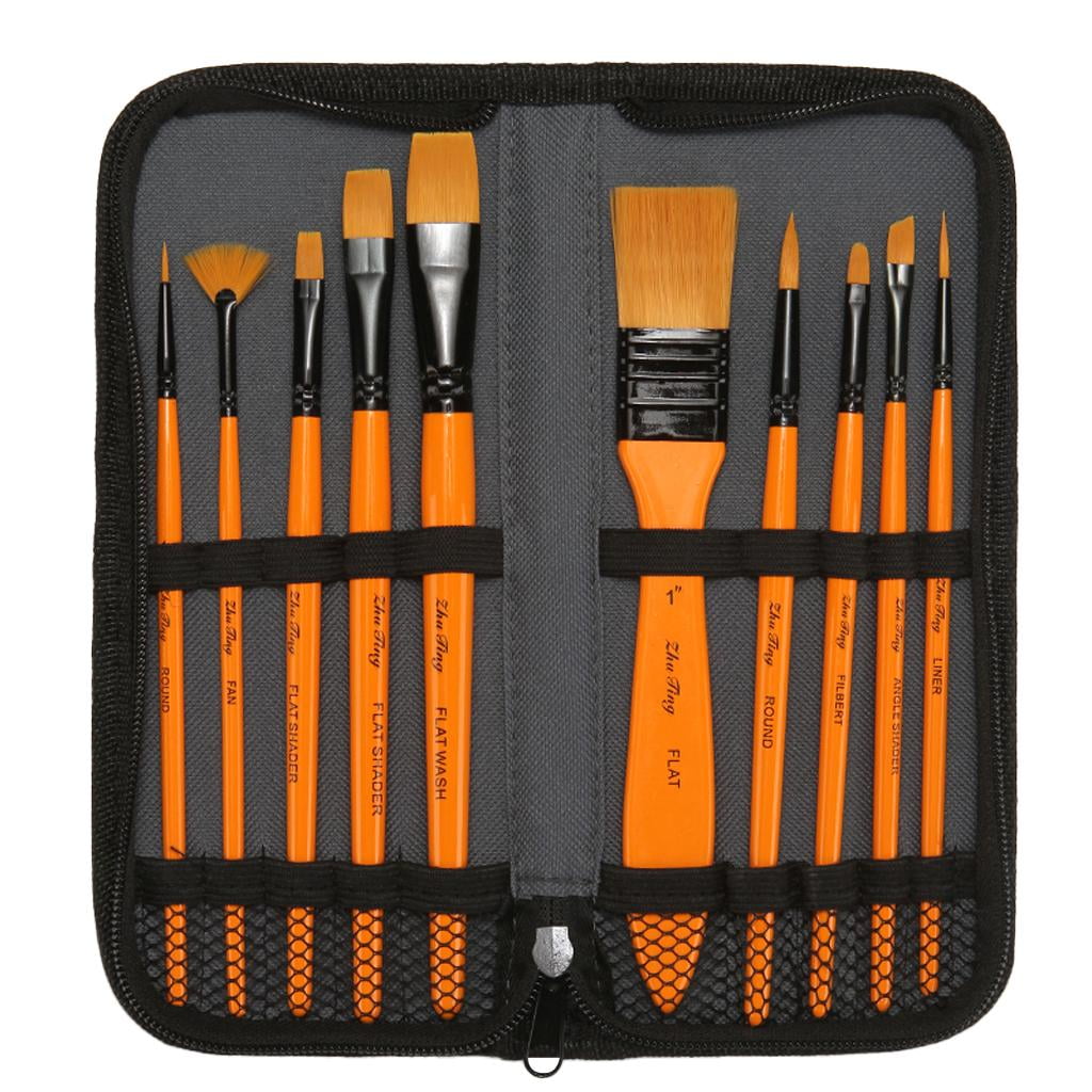 Oil Paint Brush Set, 12 Pieces Portable Paint Brushes with Carrying ...