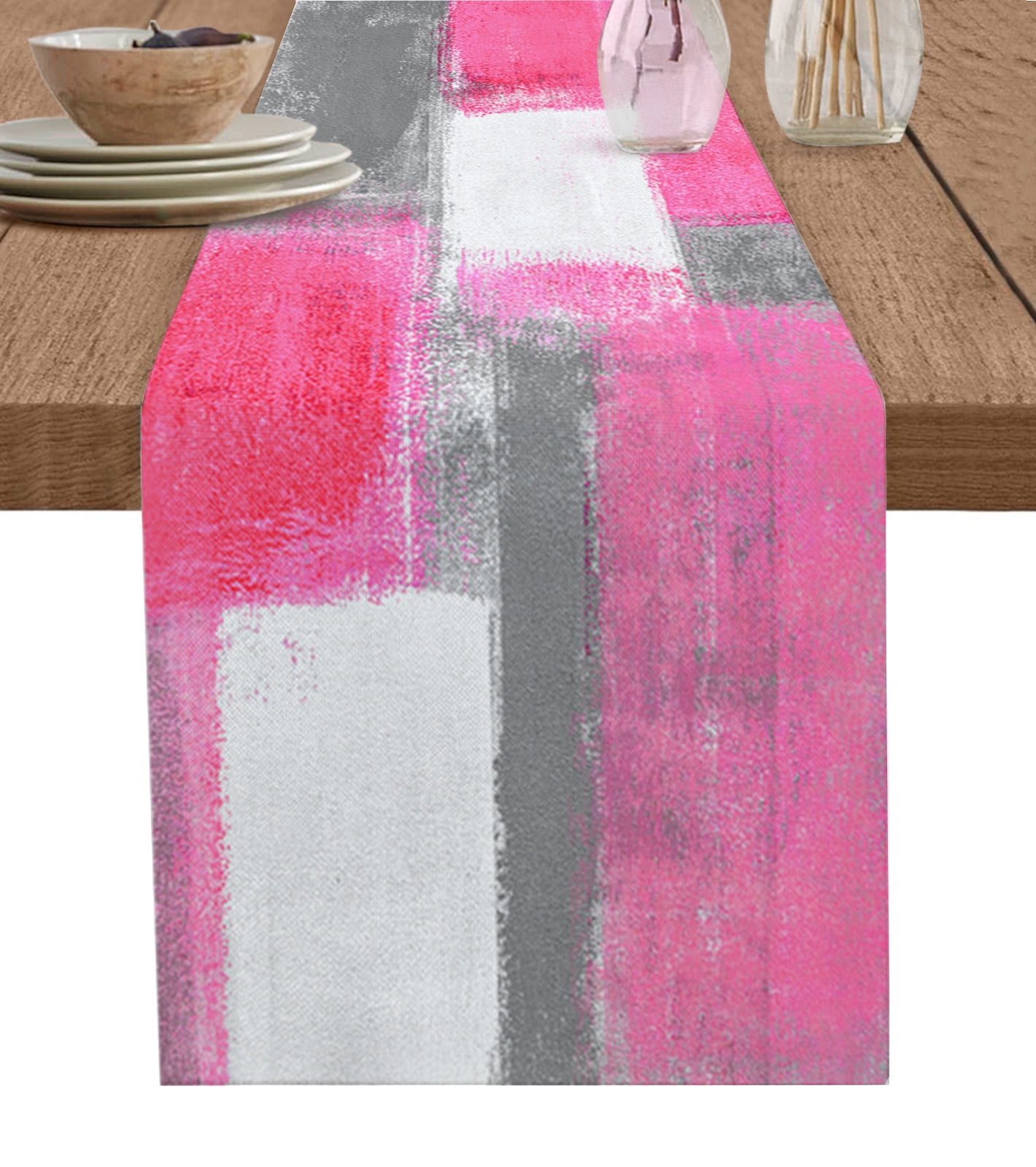Oil Painting Abstract Texture Pink Table Runner ration Home r Dinner ...