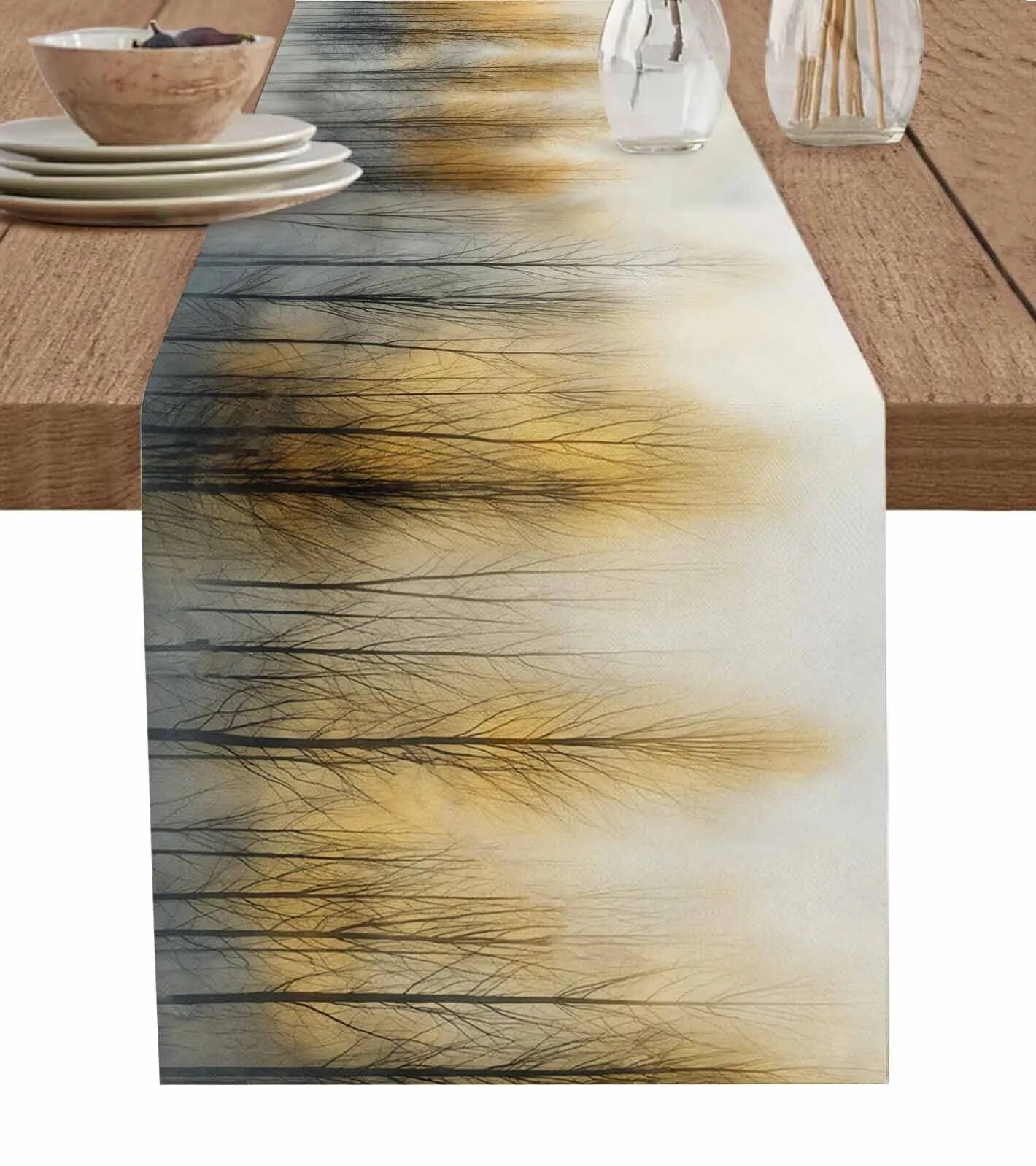 Oil Painting Abstract Tree Table Runner Wedding Decor Table Runner Home ...