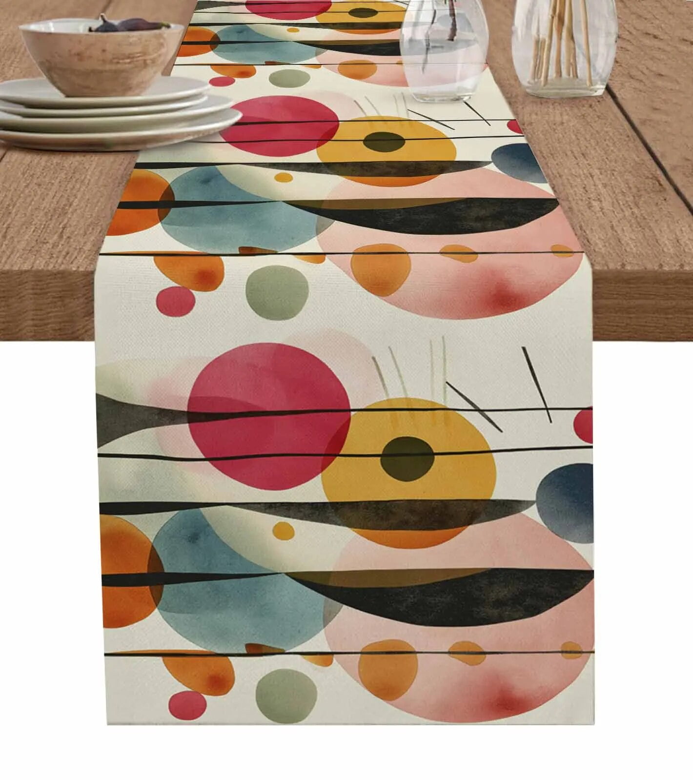Oil Painting Abstract Vintage Geometric Table Runner Wedding Decor ...