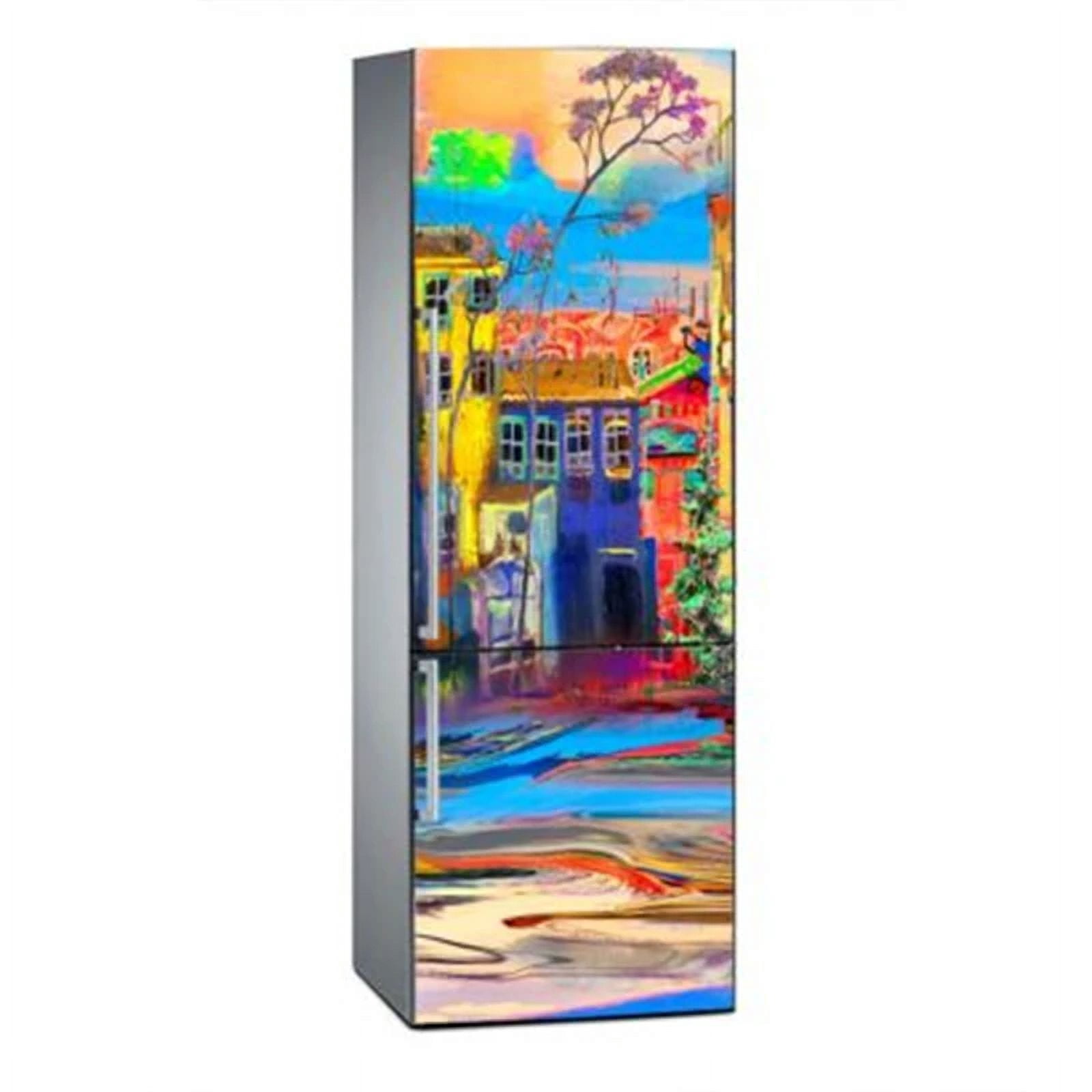 Oil Painting Architecture Fridge Mural Sticker Waterproof Self Adhesive ...