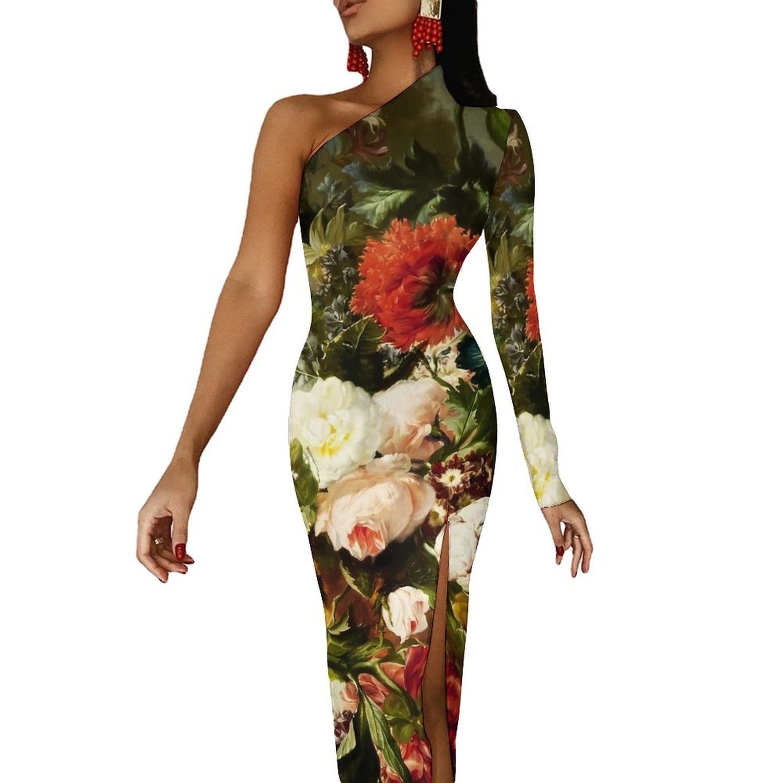 Oil Painting Bodycon Dress Women Starry Night Sexy Maxi Dress One ...
