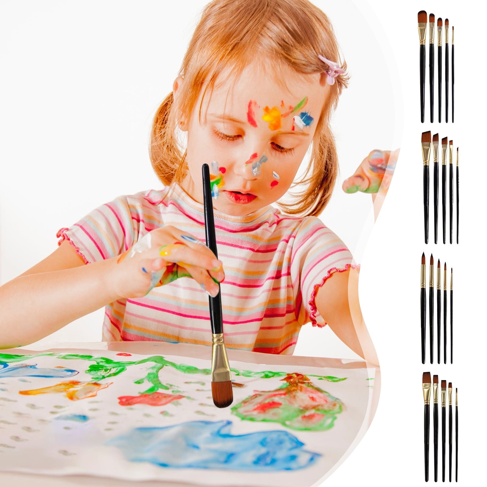 Oil Painting Brush Set | 5pcs Nylon Brushes for Acrylic & Oil Paint ...