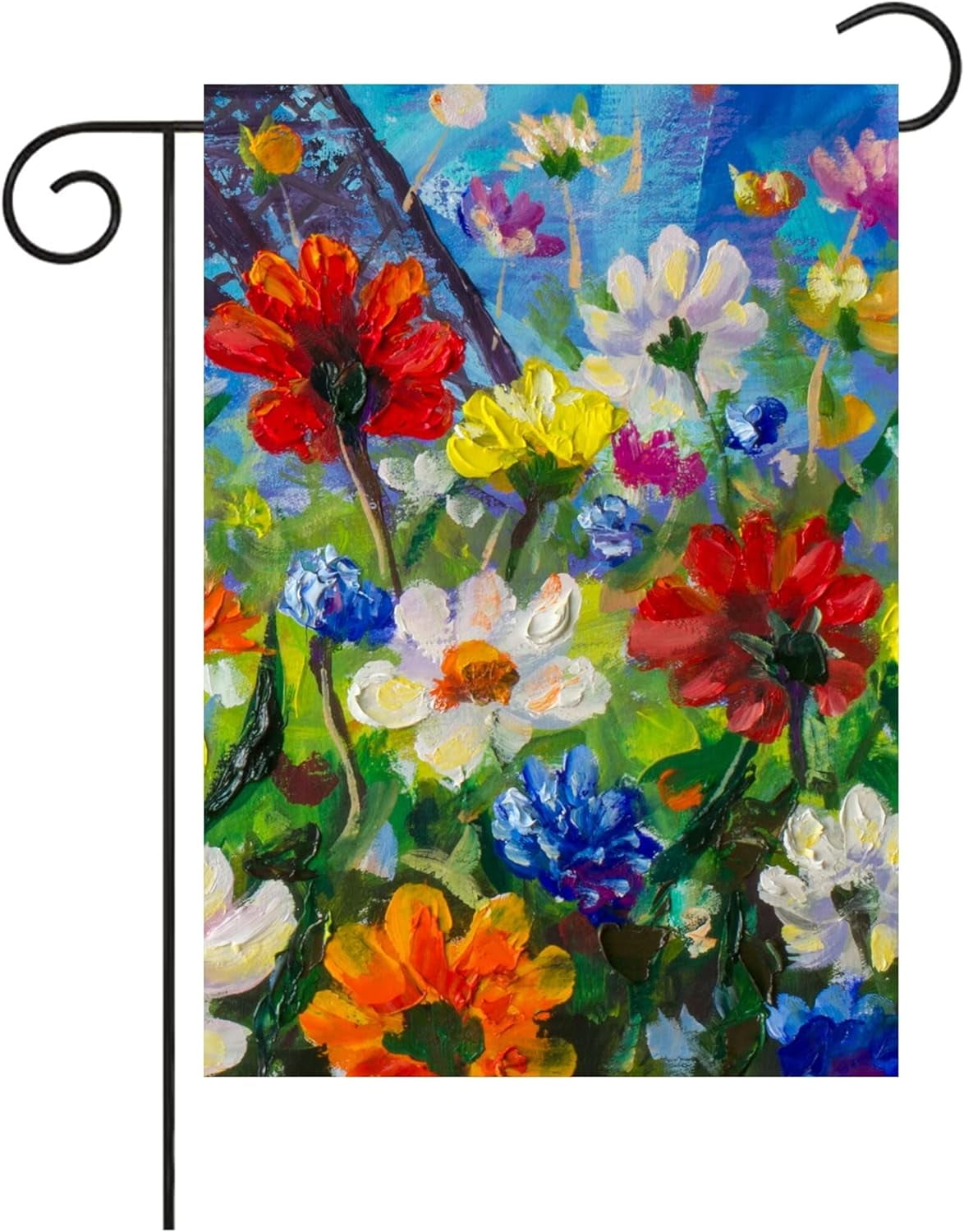 Oil Painting Close-up White Red Blue Spring Flower Garden Flag 12×18 ...