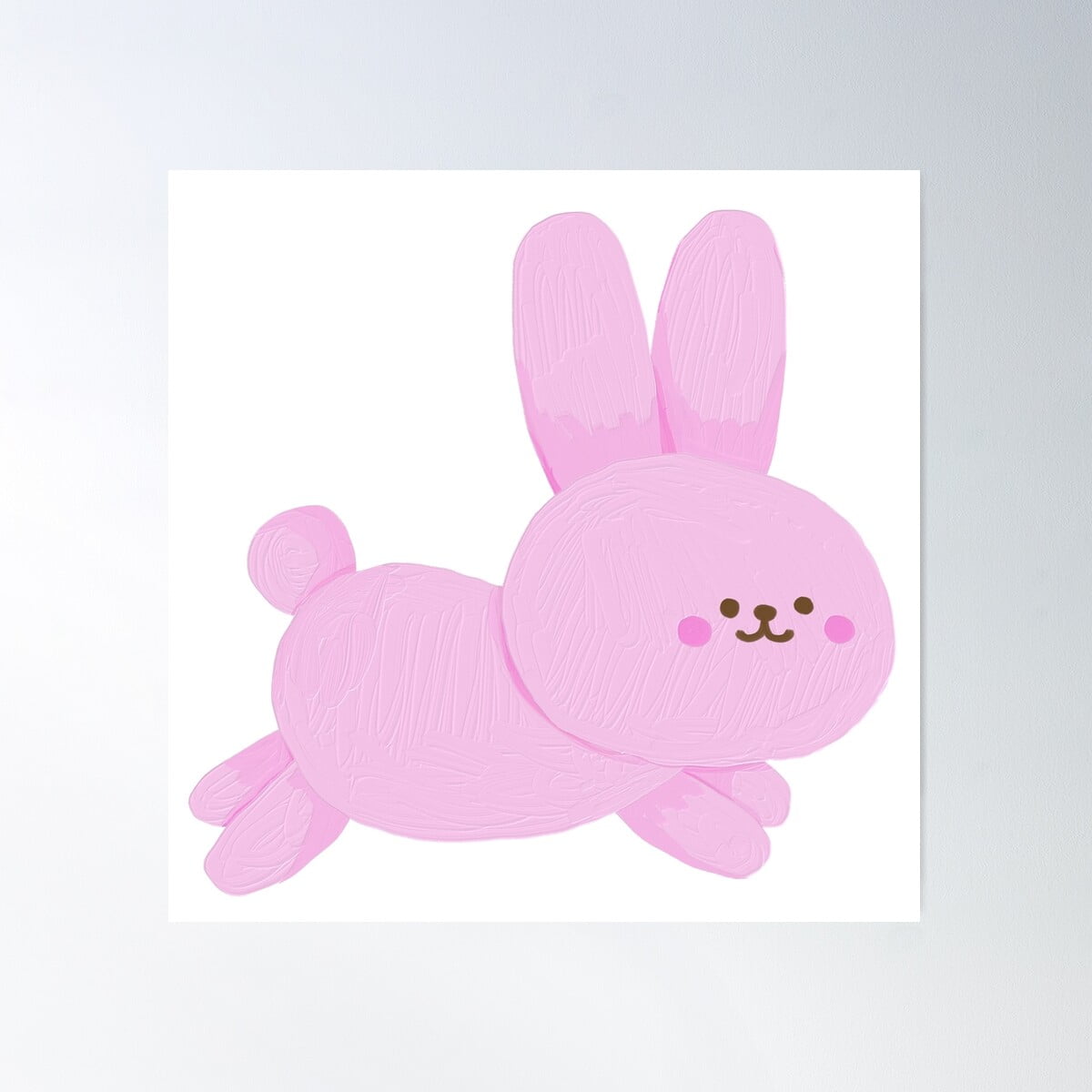 Oil Painting Cute Fluffy Pink Rabbit Poster Wall Art, Modern Wall Decor ...