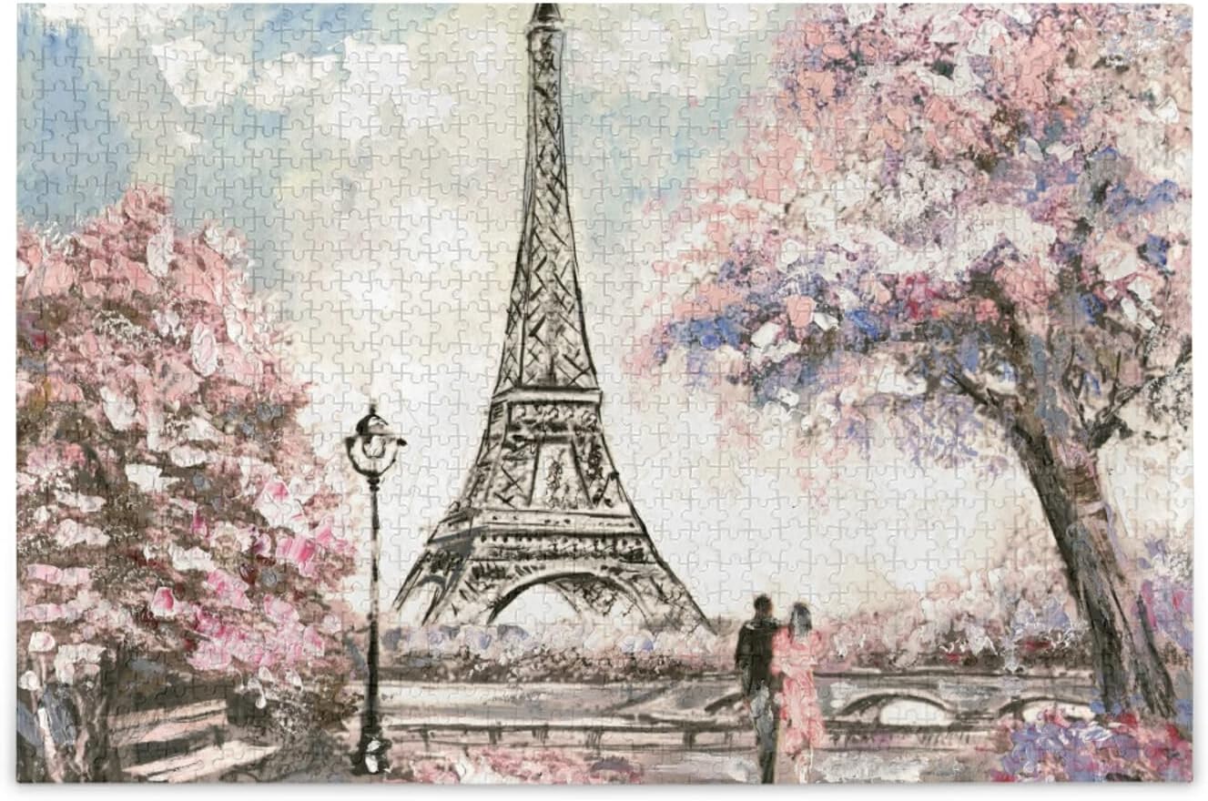 Oil Painting Eiffel Tower Jigsaw Puzzles for Adults 1000 Pieces Fun Educational Gift Art Home ...