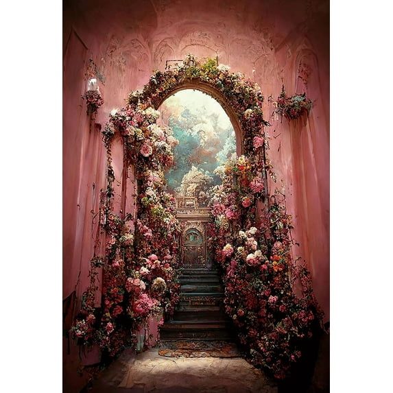 Oil Painting Floral Arch Door Kid Birthday Wedding Pregnant Portrait r ...