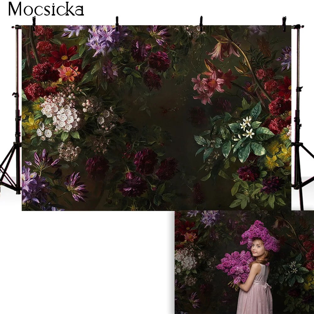 Oil Painting Floral Backdrop Newborn Kids Portrait Photography ...