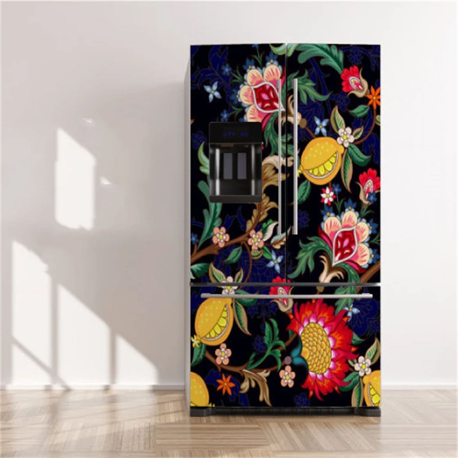 Oil Painting Flowers Fridge Mural Sticker Waterproof Vinyl Self ...