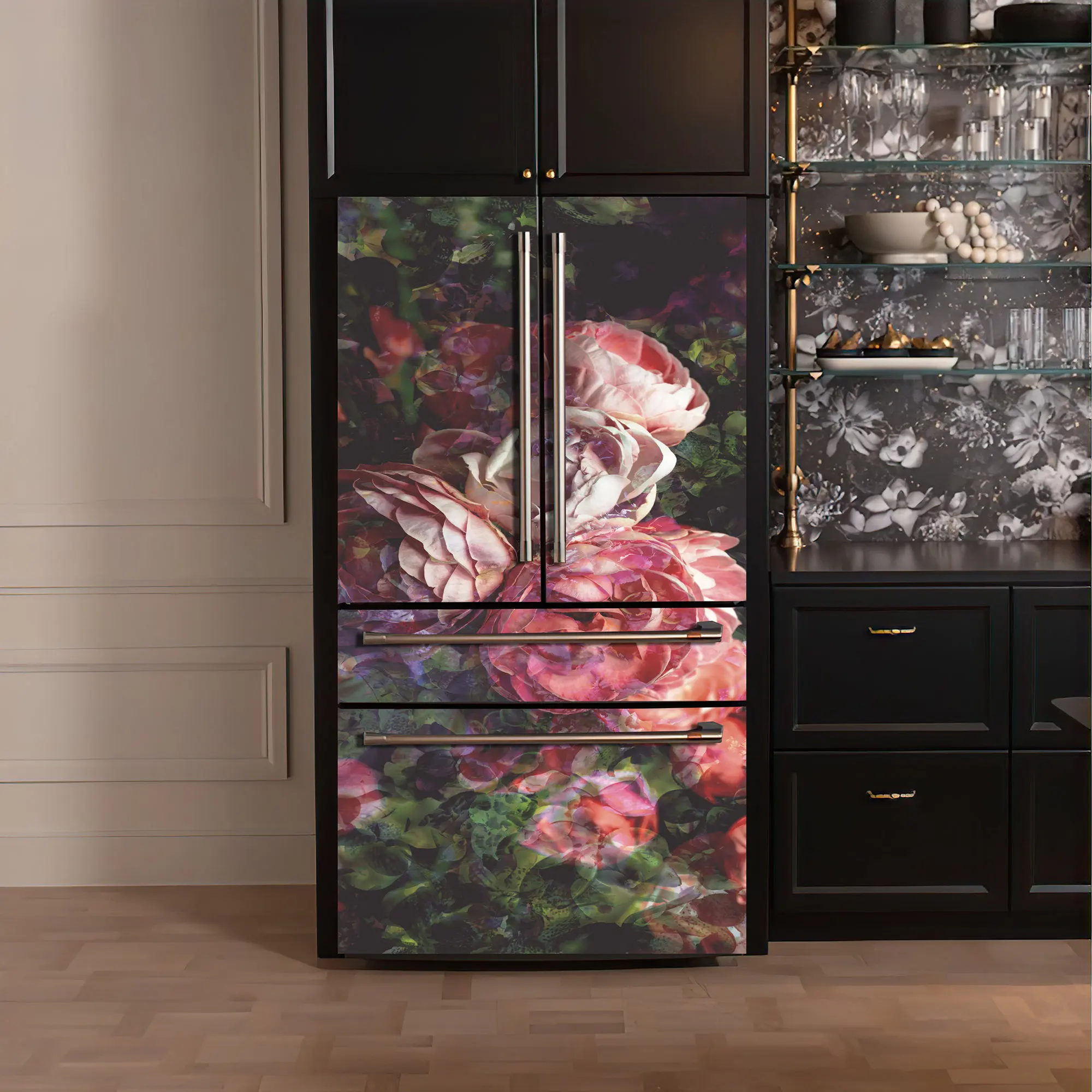 Oil Painting Flowers Fridge Mural Sticker Waterproof Vinyl Self ...