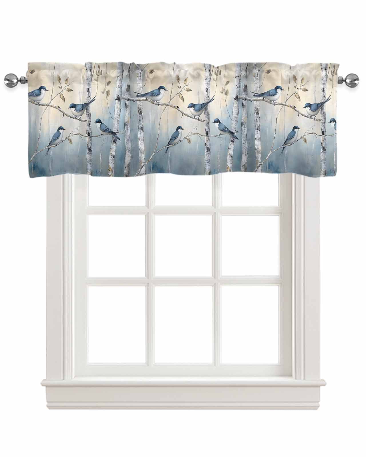 Oil Painting Forest Kitchen Valances for Windows Farmhouse Linen Window ...