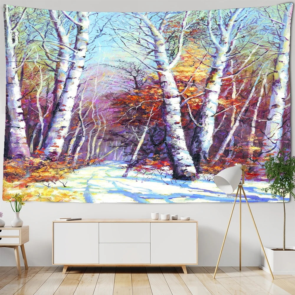 Oil Painting Forest Tapestry Wall Hanging 3D Printed Polyester ...