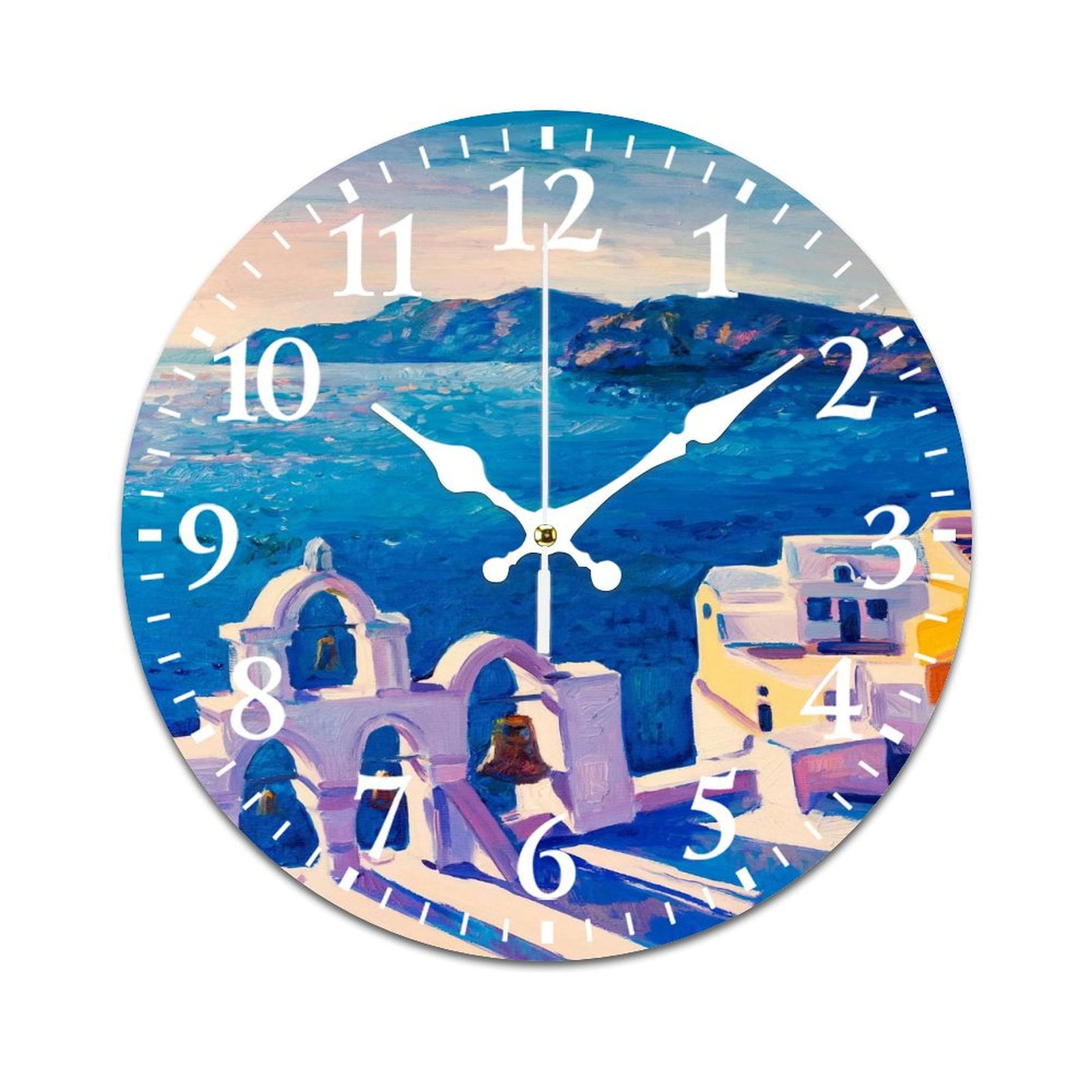 Oil Painting Greece Island On Canvas Wall Clock Modern Design Clocks Wall Hanging Home Office ...