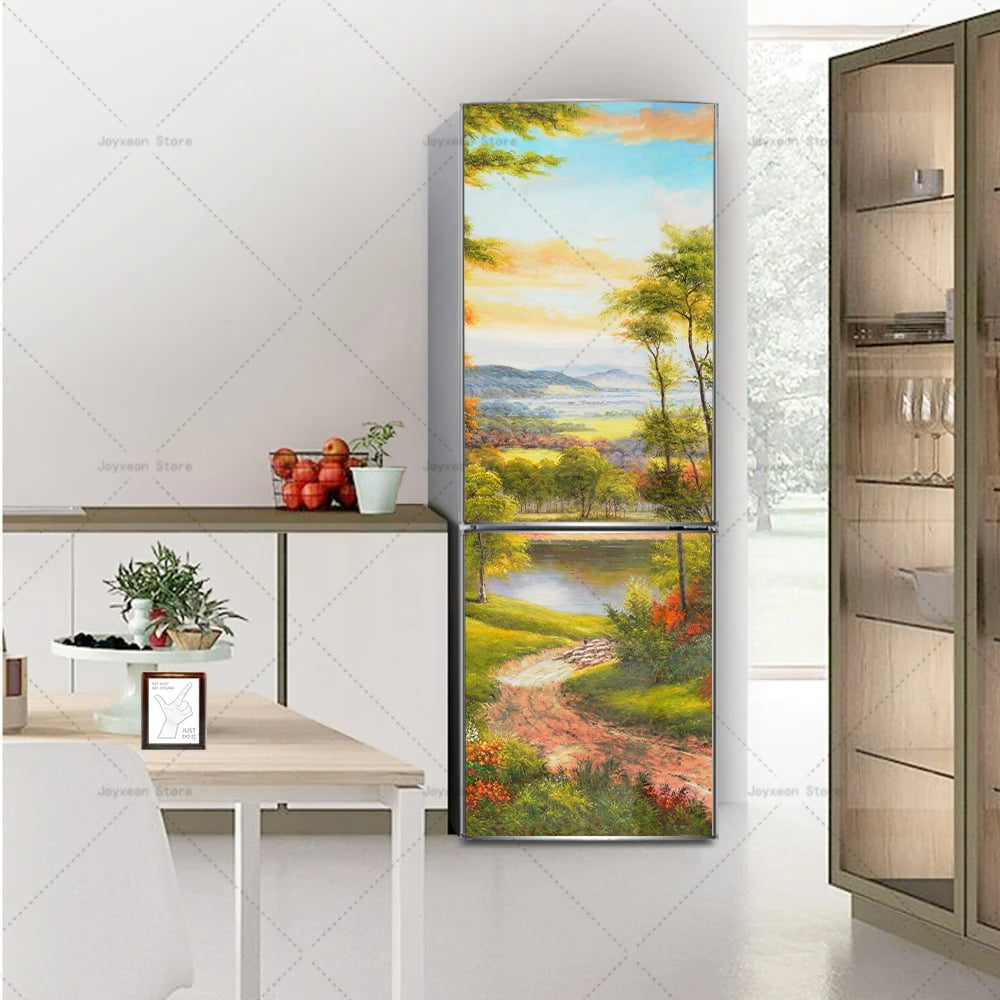 Oil Painting Landscape Refrigerator Door Sticker Home ration Mural ...