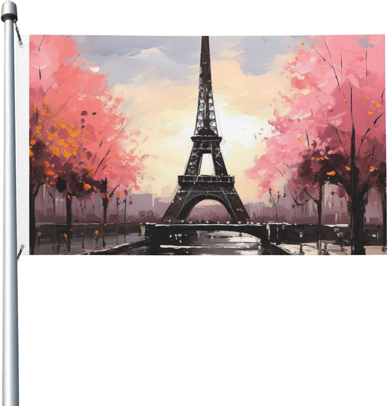 Oil Painting Paris Eiffel Tower Flag 4x6 ft Flags for Outside Funny ...