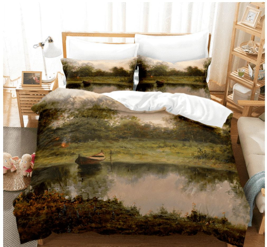 Oil Painting Print Quilt Cover Pillowcase Comforter Sets Twin Oil ...