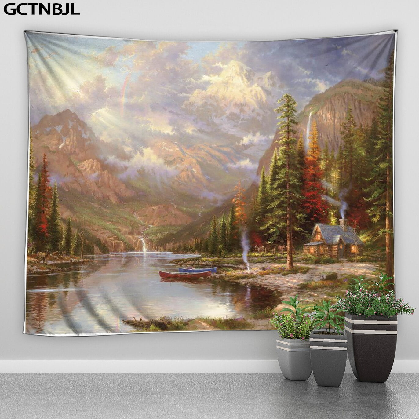 Oil Painting Rural Landscape Tapestry Wall Hanging Mural Background Rug ...
