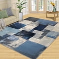 Oil Painting Style Rugs for Bedroom, Blue Gray Rug Home Decor, Abstract ...