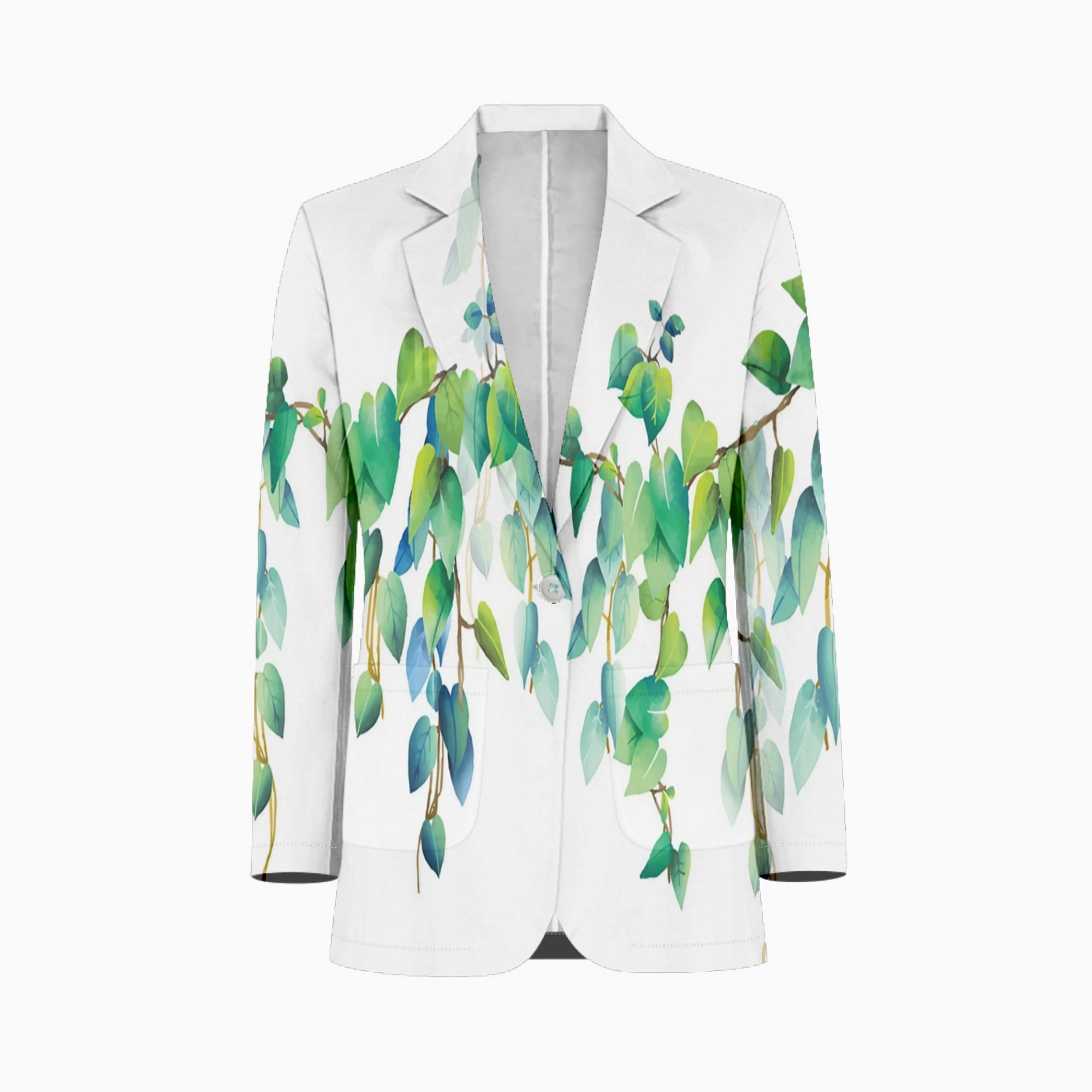 Oil Painting Summer Drooping Green Leaves Mens Suits Shawl Collar Slim ...