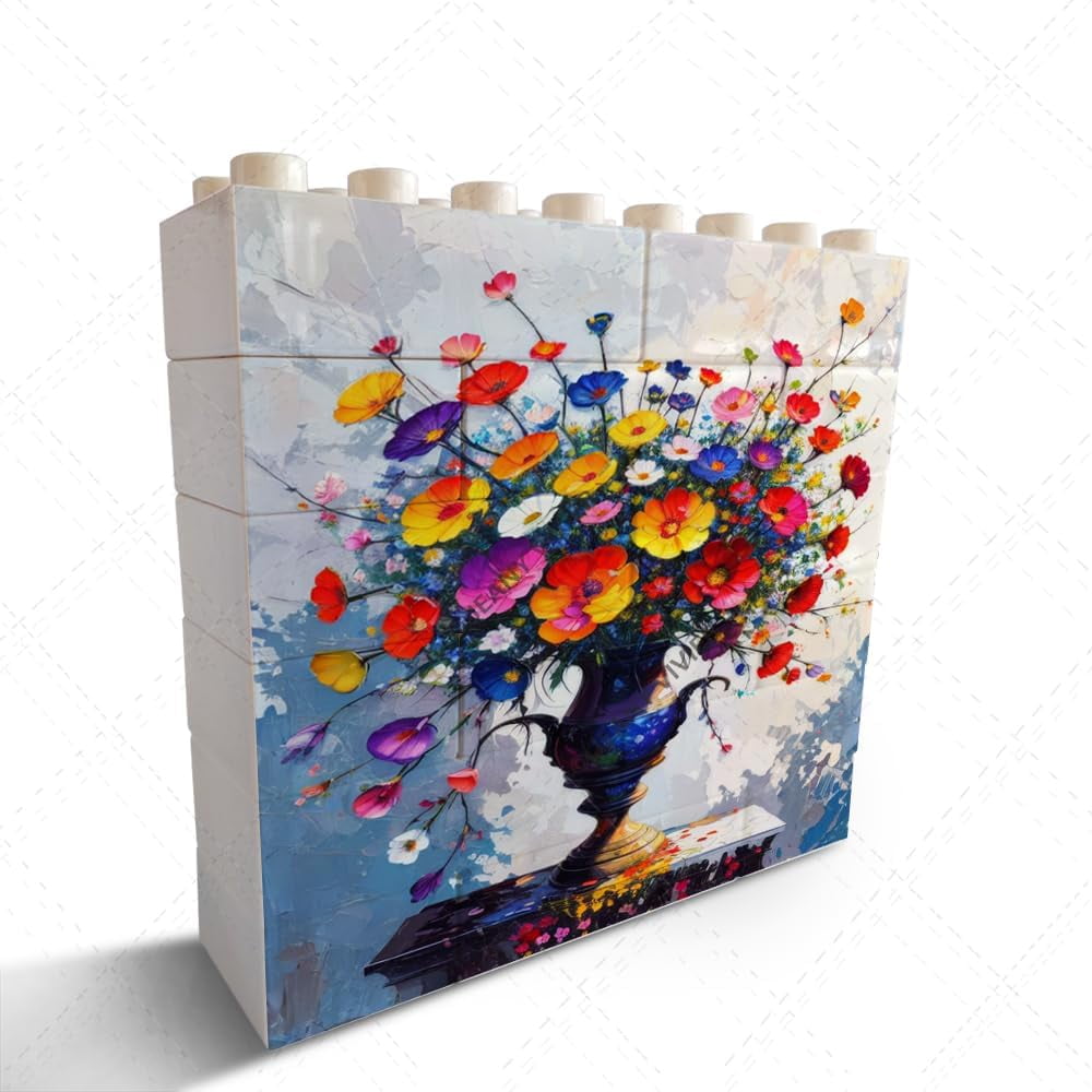 Oil Painting Sunflower Vase Themed Novelty Building Brick Funny Block ...