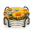 Oil Painting of Sunflowers in a Beautiful Vase Style Drink Coasters ...