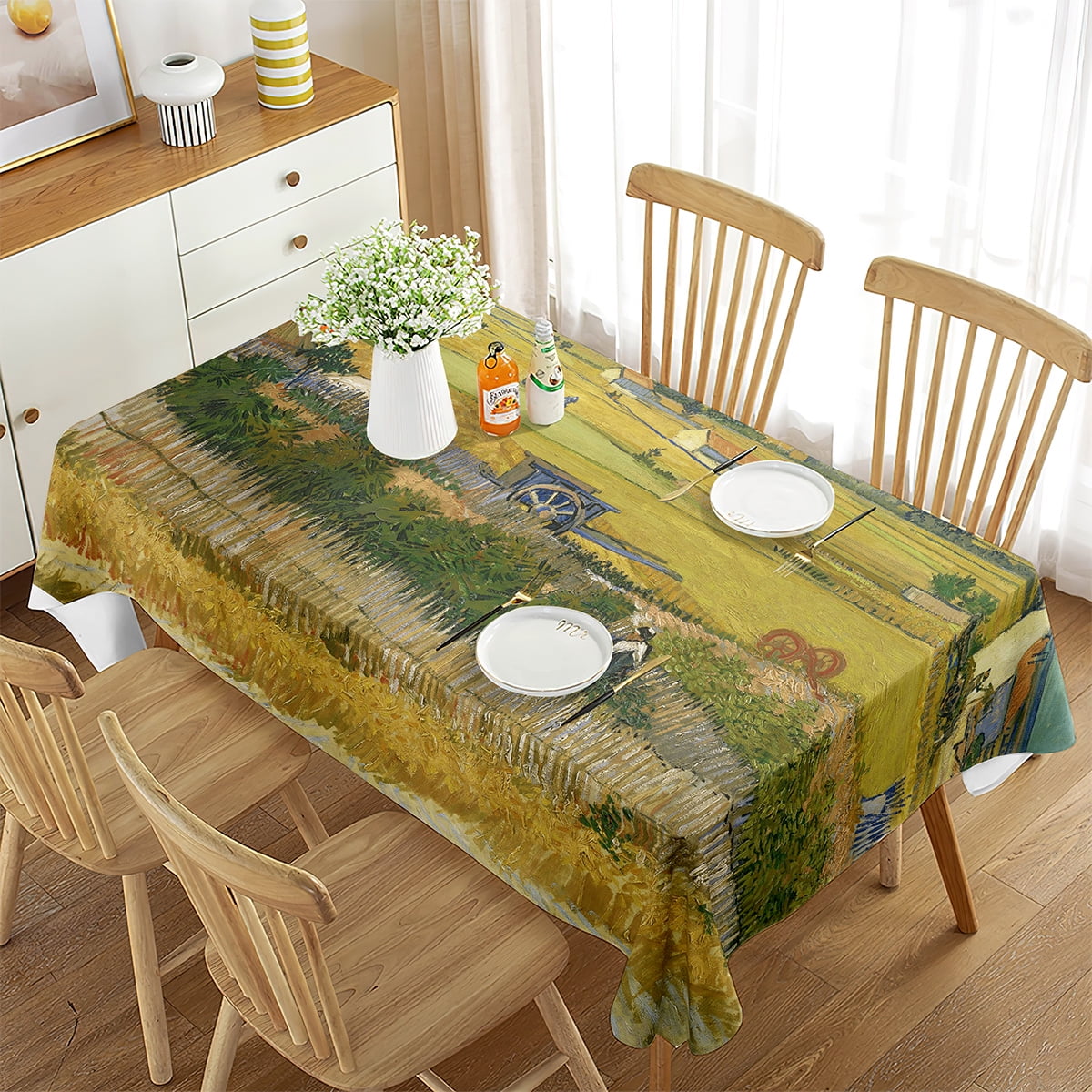 Oil Painting Tablecloth Mountain Pastoral Style Crops r Rectangular ...