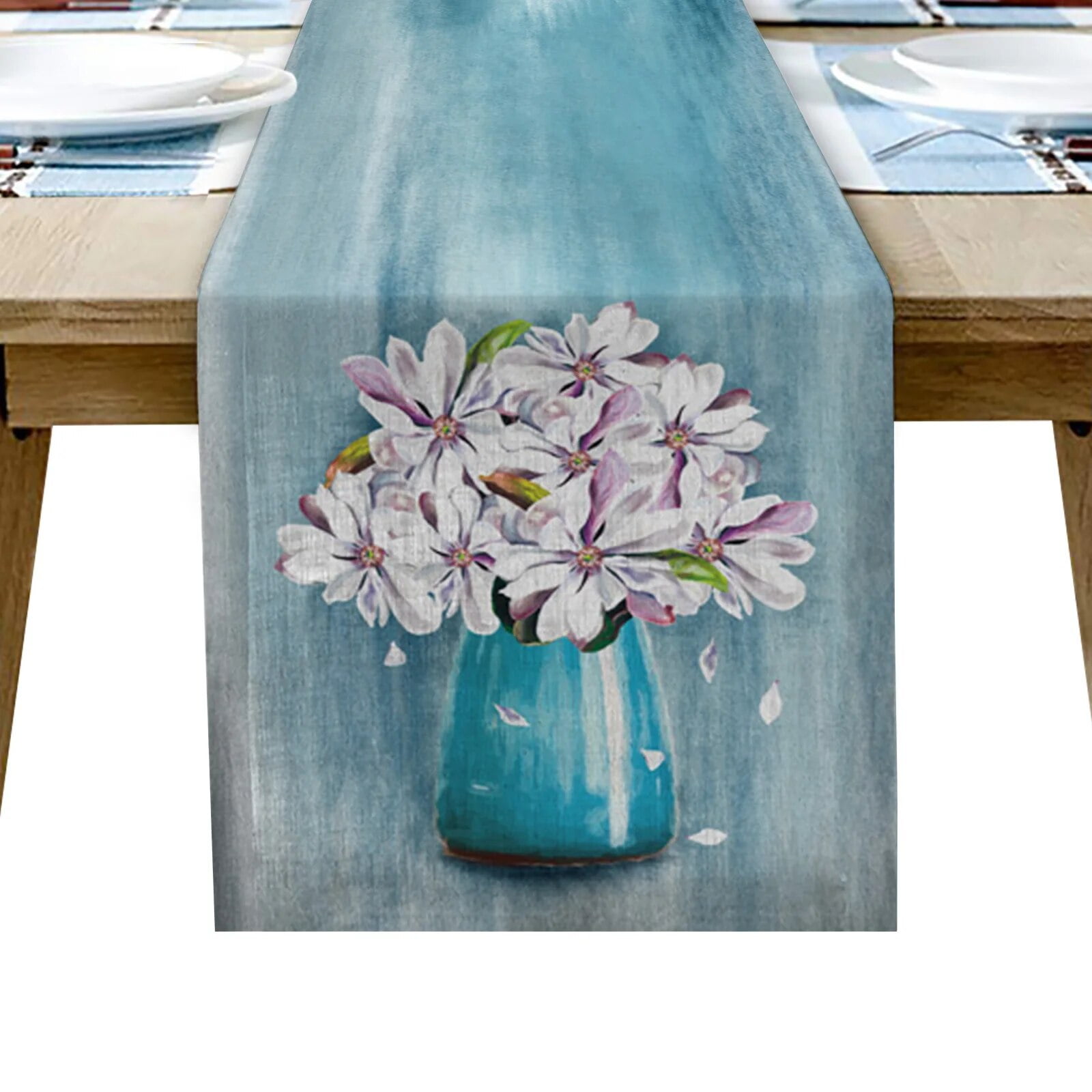 Oil Painting Texture Magnolia Flower Vase Table Runner Wedding ration ...