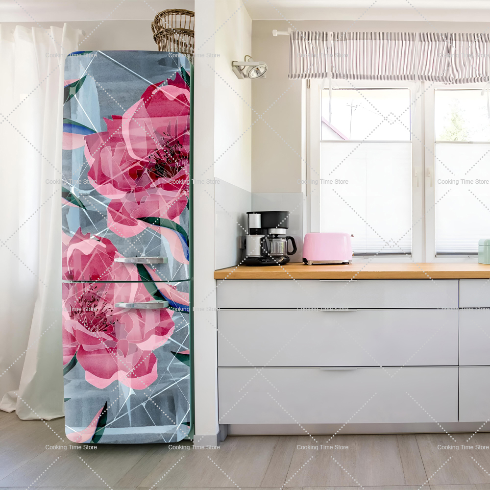 Oil Painting Theme 3D Fridge Wrap Vinyl Stickers Decor Self Adhesive ...