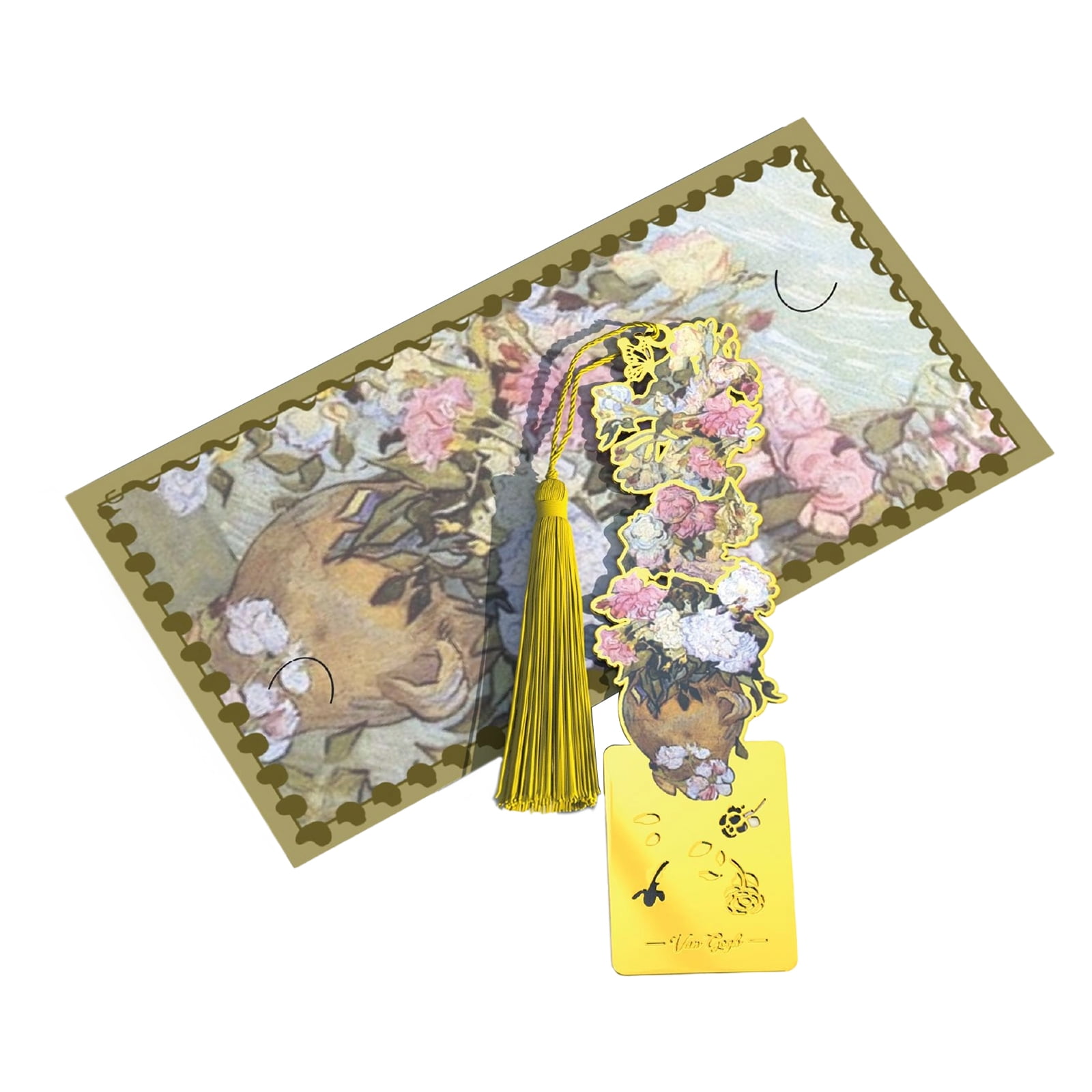 Oil Painting Theme Book Marker with Tassels Hollow Metal Bookmarks Book ...