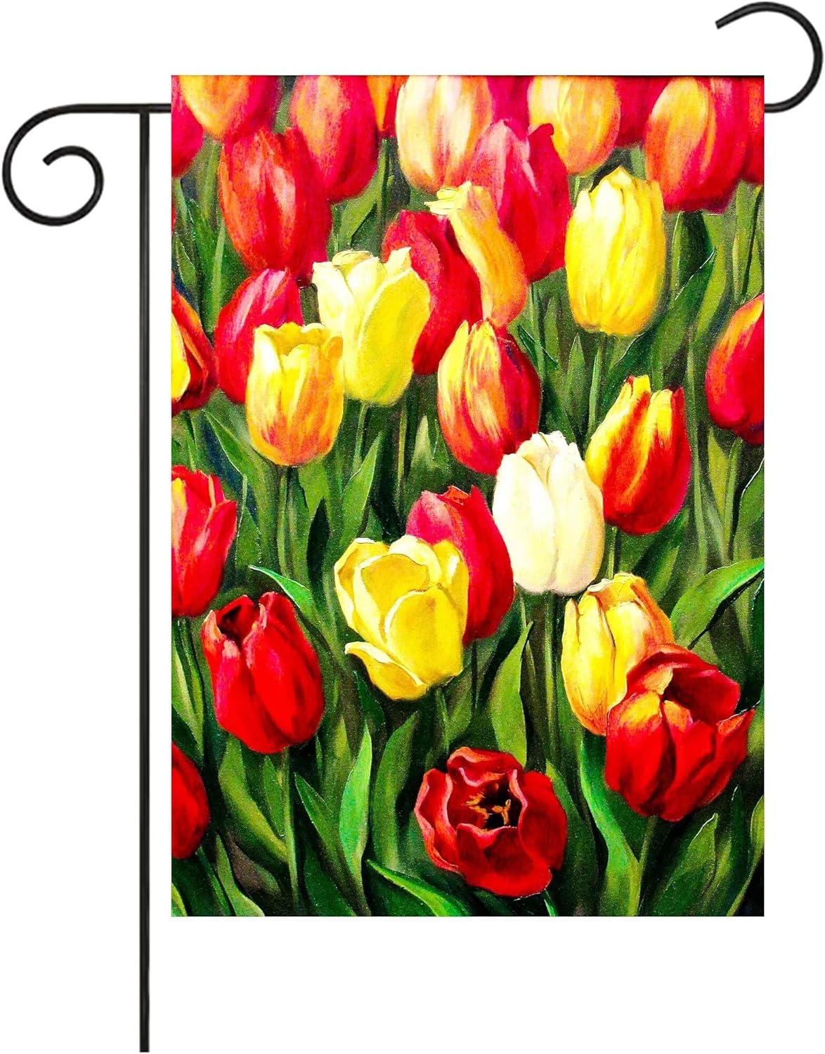 Oil Painting Tulips Flowers Blossom in the Meadow Garden Flag 28x40 ...