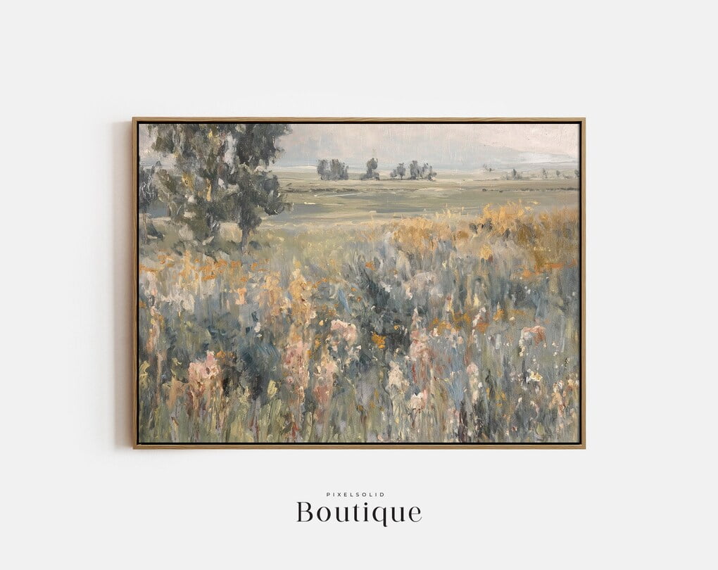 Oil Painting Of Wildflower Field, Country Side, Spring Decor, French ...