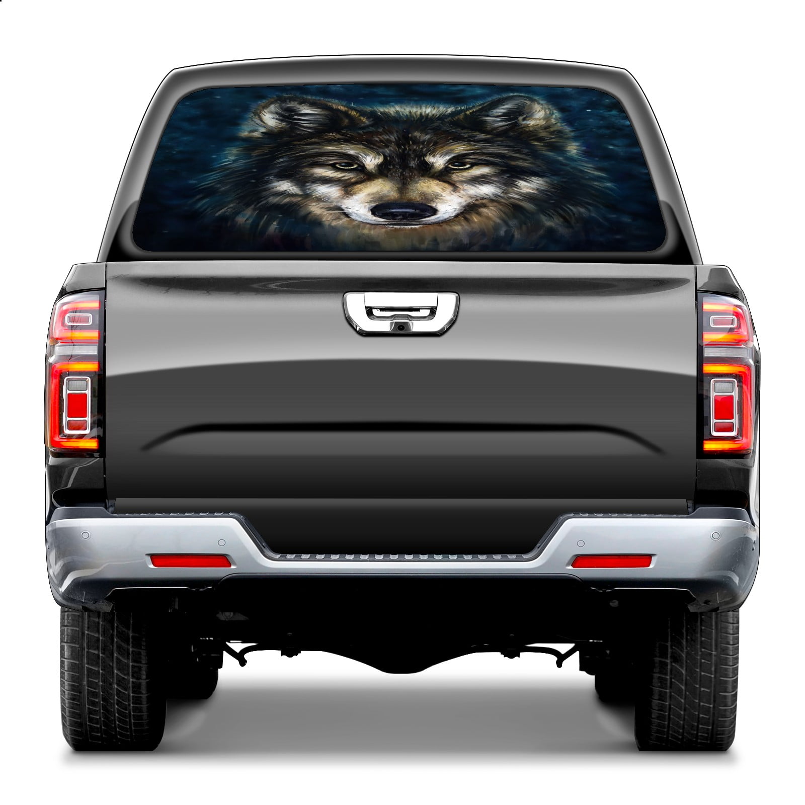Oil Painting Wolf Hipster Rear Window Decals for Trucks- Pickup Car ...