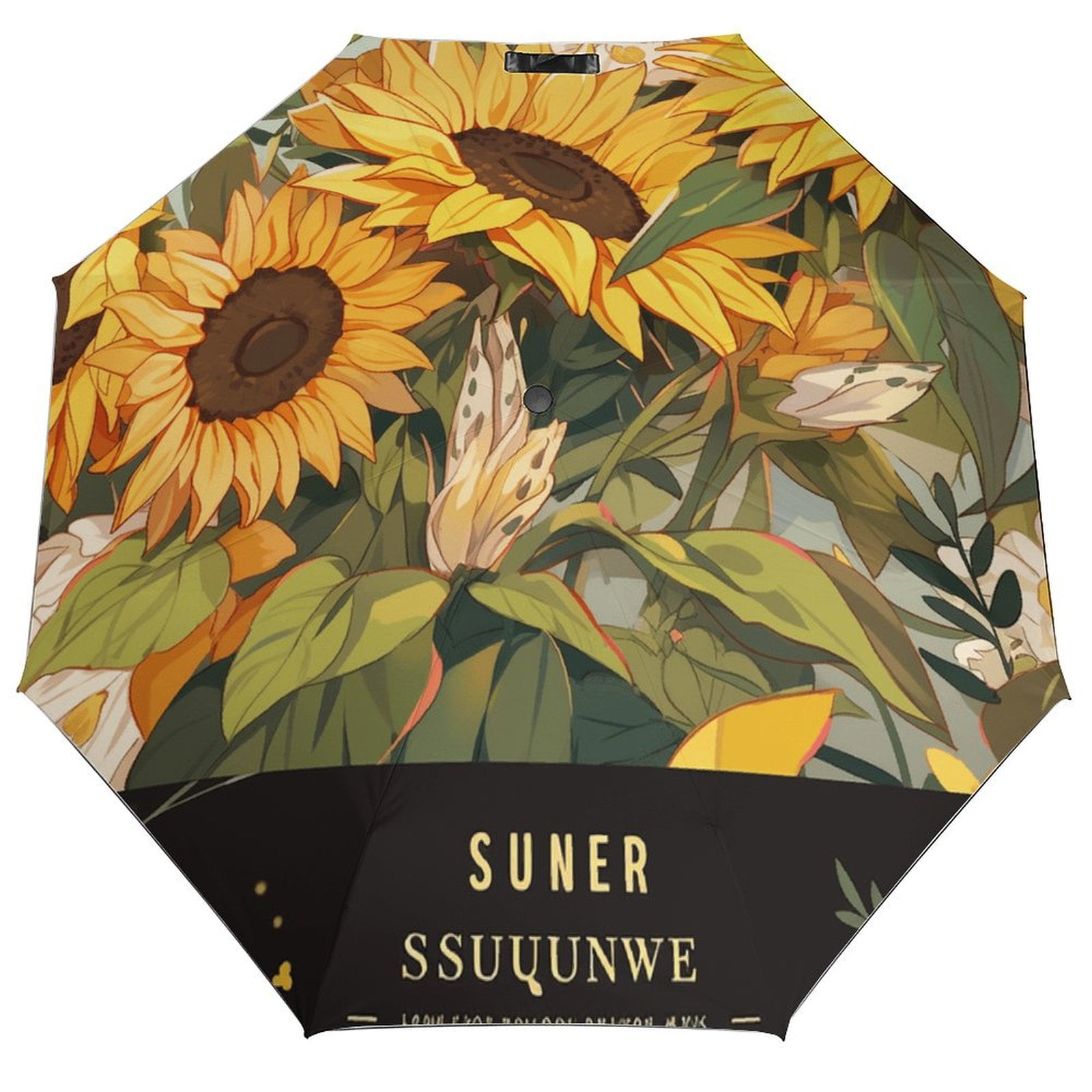 Oil Painting of Sunflowers Automatic Sunny Umbrella, Sun Protection ...
